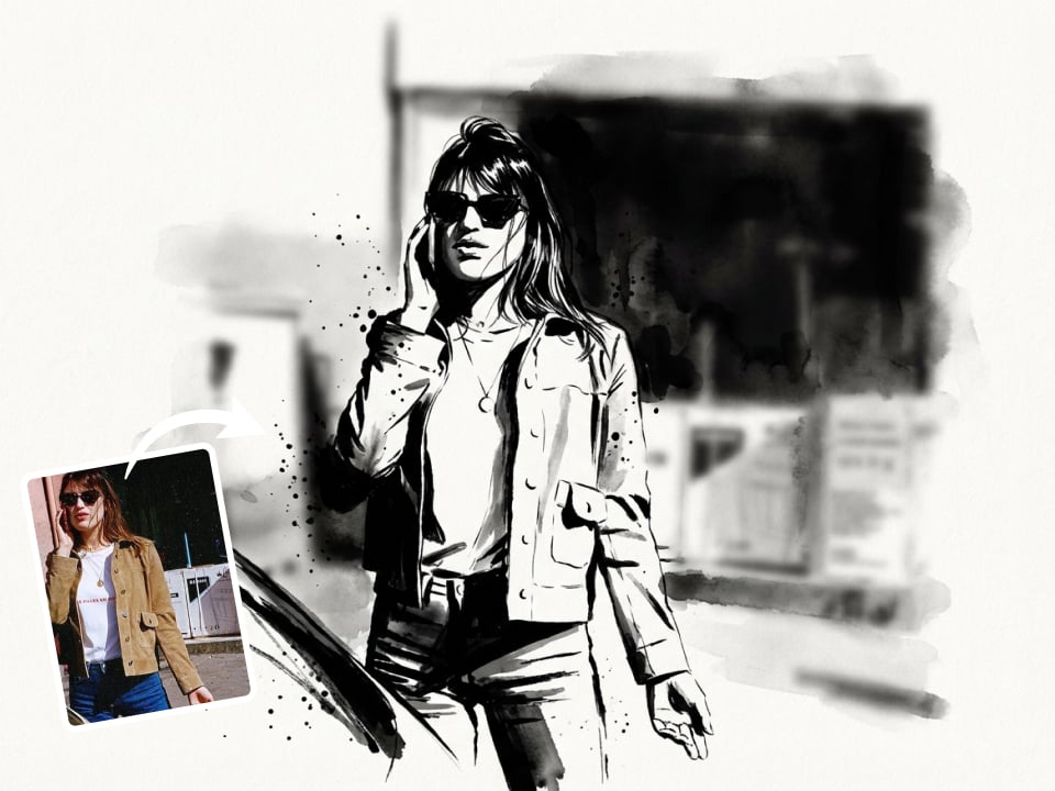 AI Black Ink: Create a Hand-Drawn Ink Portrait | Pollo AI