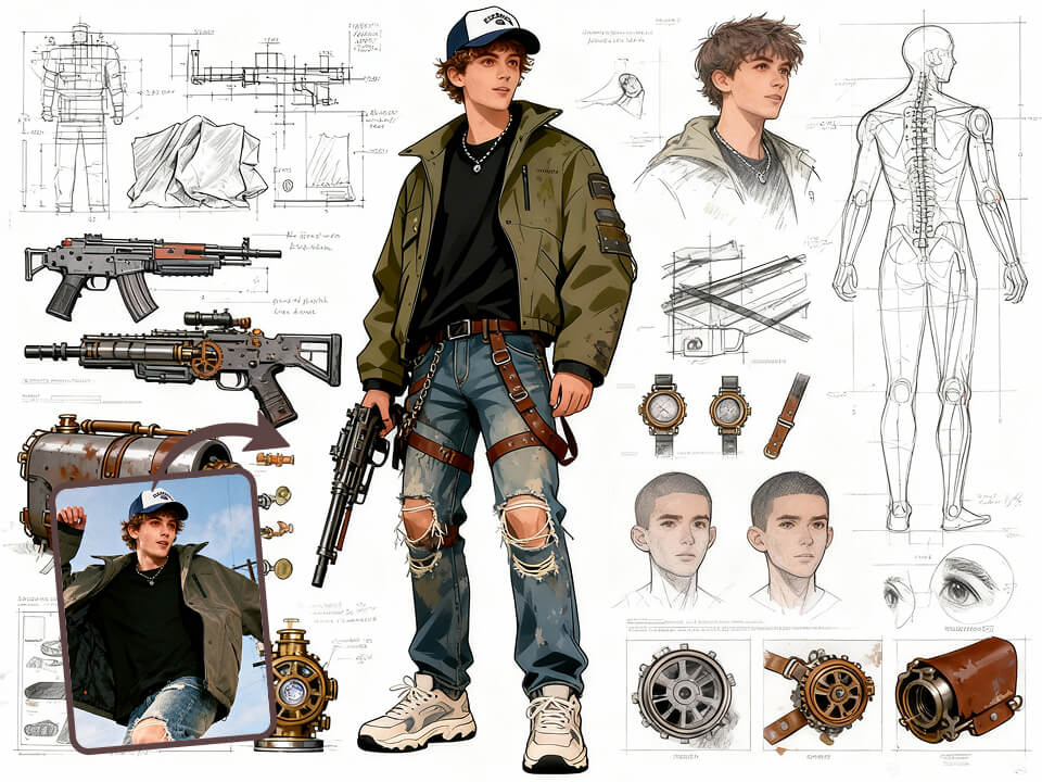 Lembar Desain Karakter AI: Buat Lembar Konsep Karakter Anda | Pollo AI