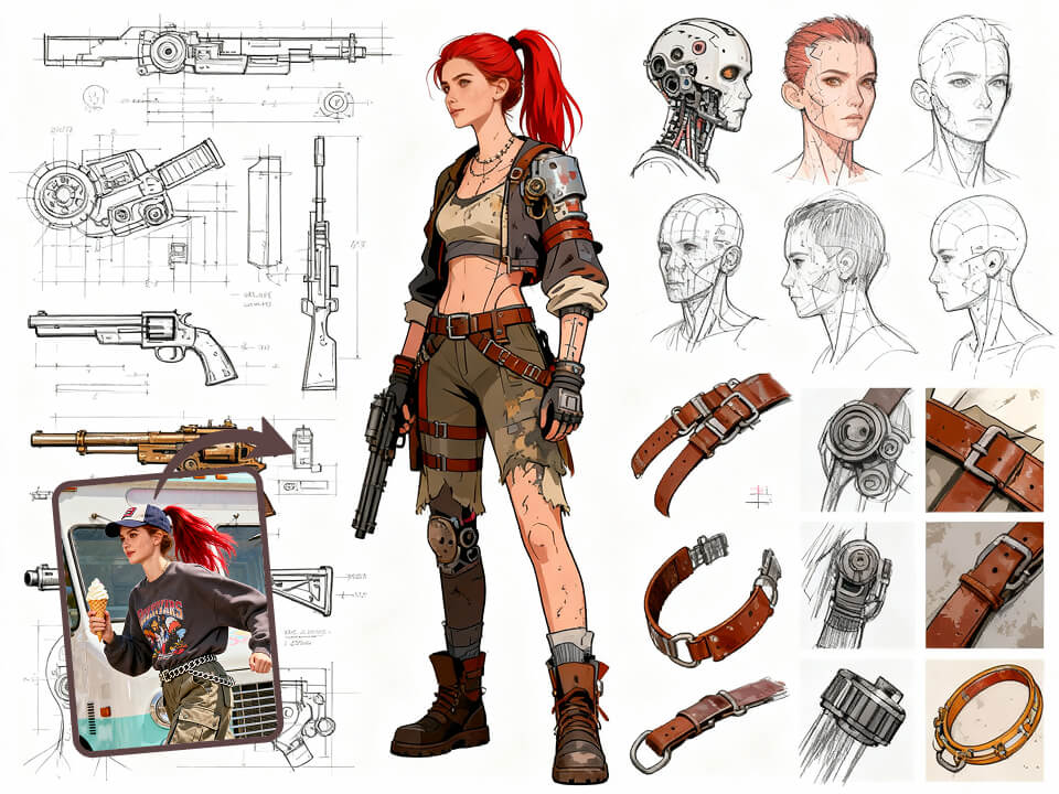 Lembar Desain Karakter AI: Buat Lembar Konsep Karakter Anda | Pollo AI